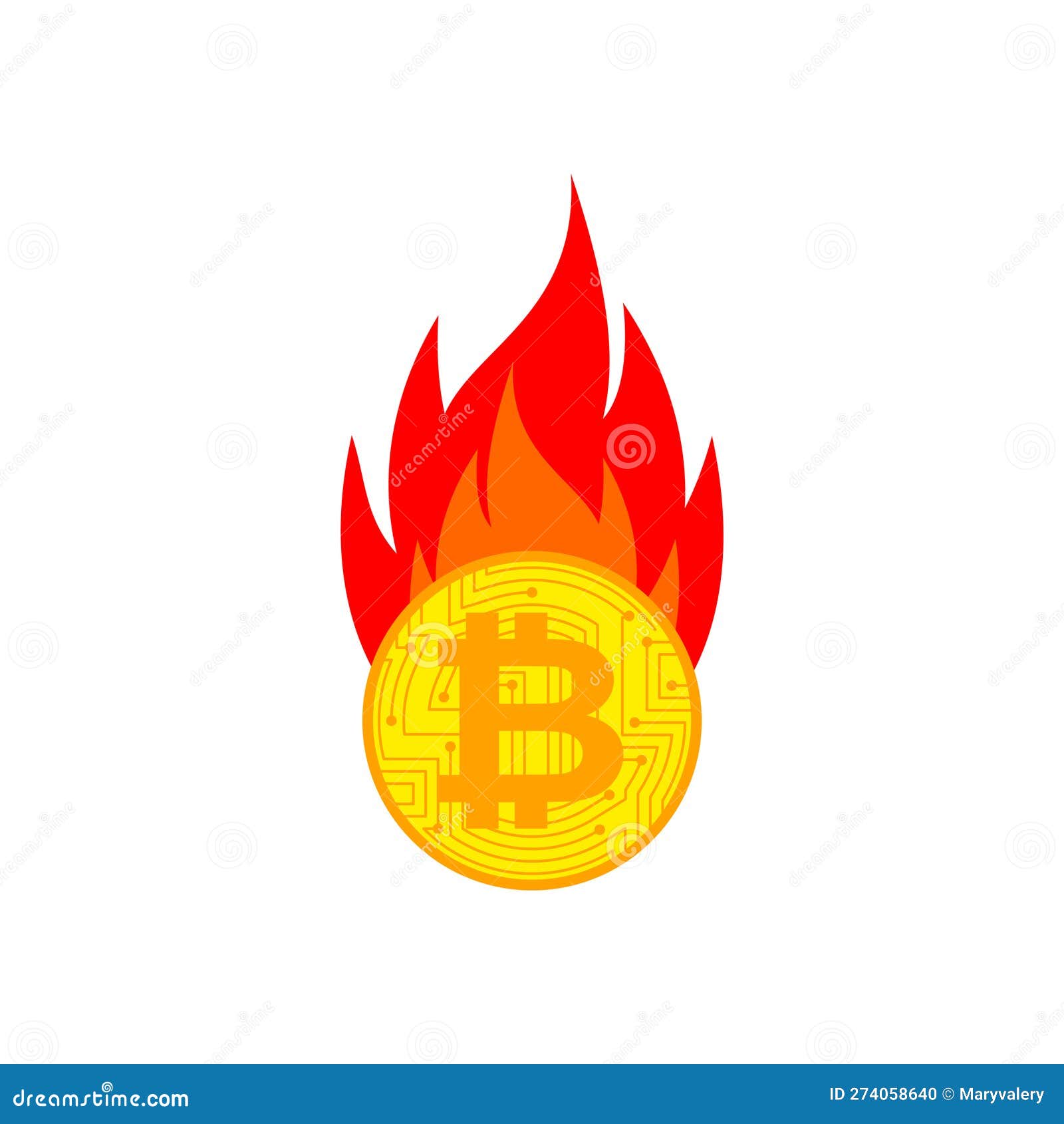 Bitcoin is on Fire. Cryptocurrency Burns Stock Vector - Illustration of ...