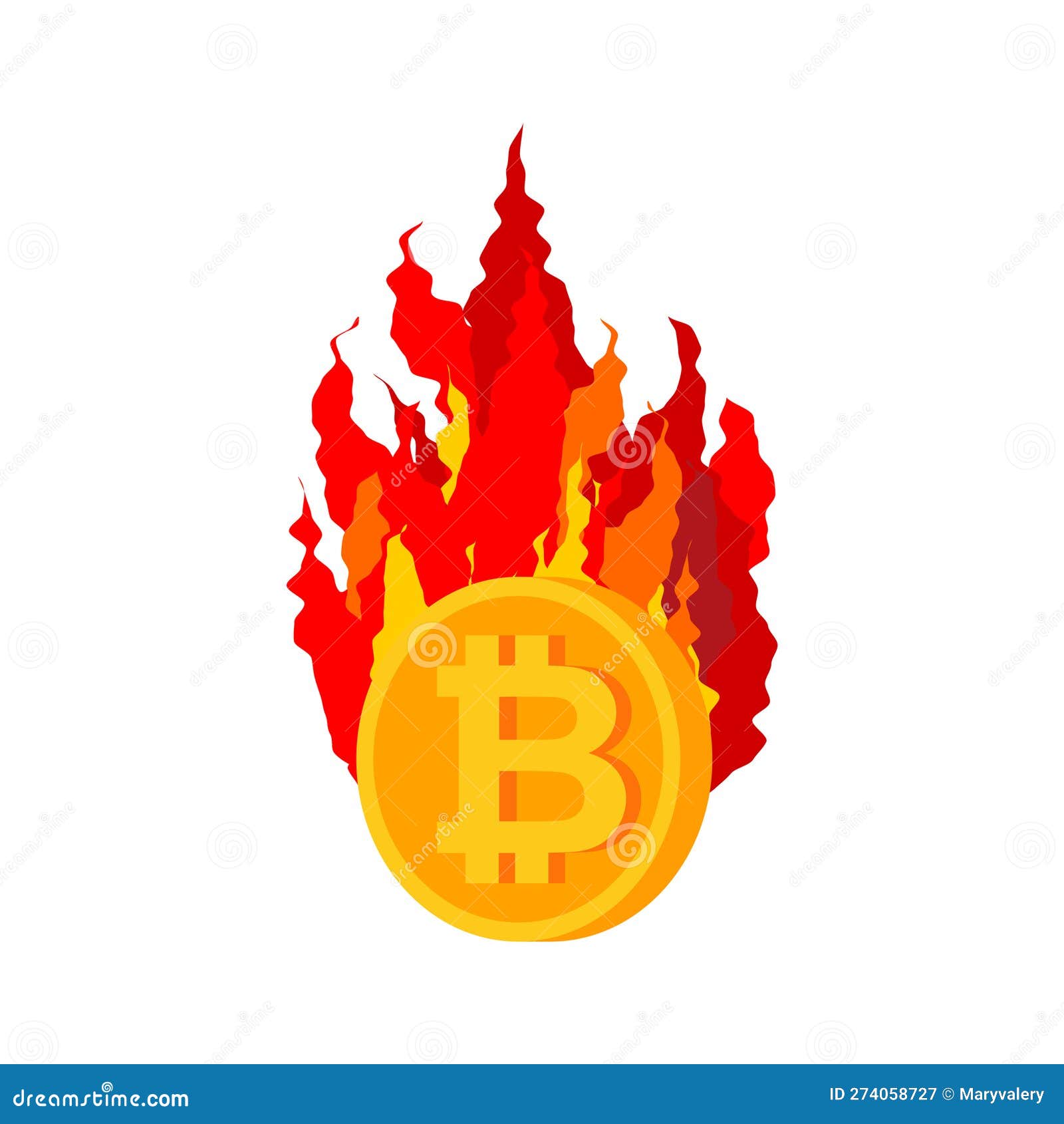 Bitcoin is on Fire. Cryptocurrency Burns Stock Vector - Illustration of ...