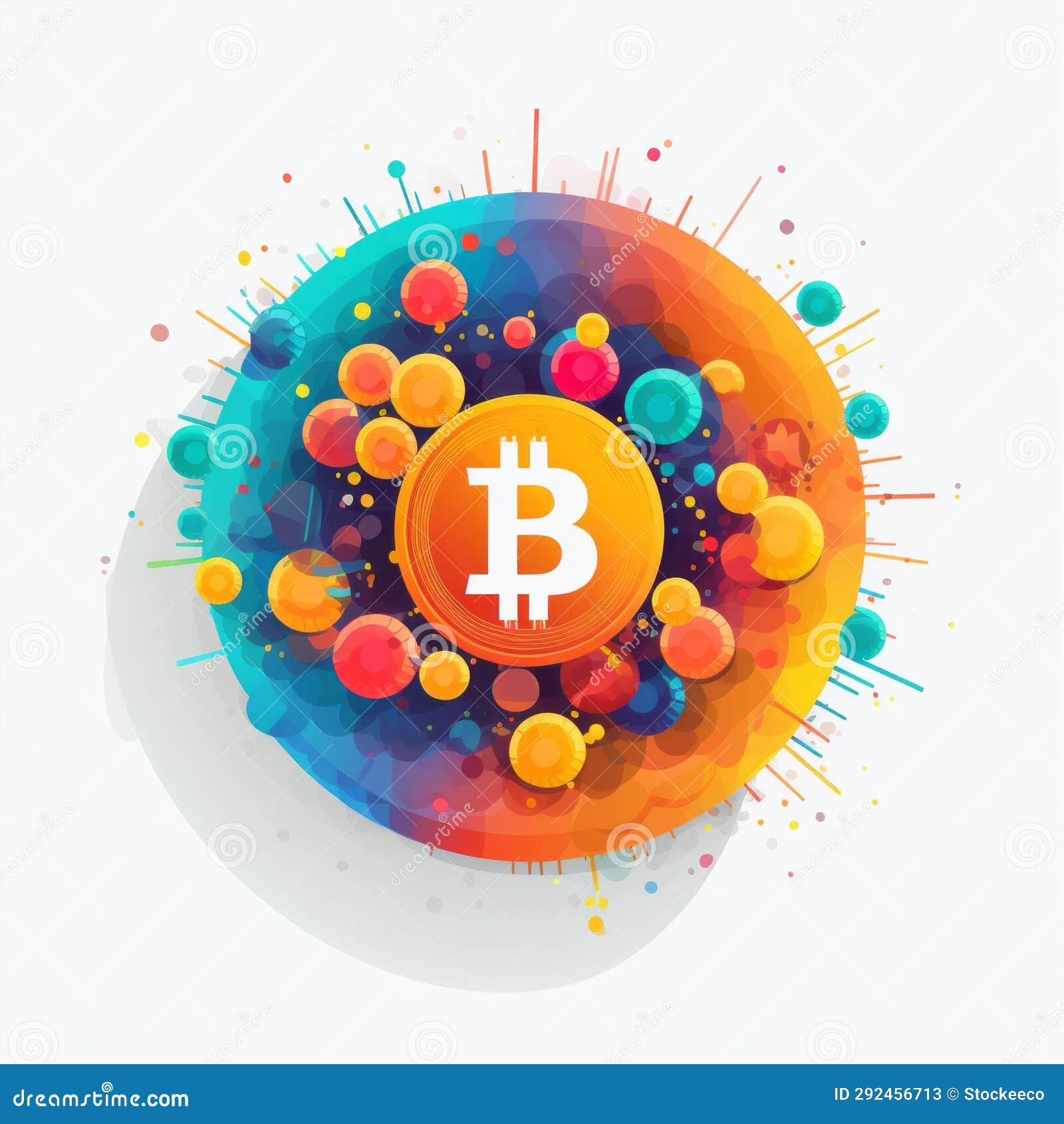 Colorful Bitcoin Logo with Abstract Landscape Design Stock Illustration ...