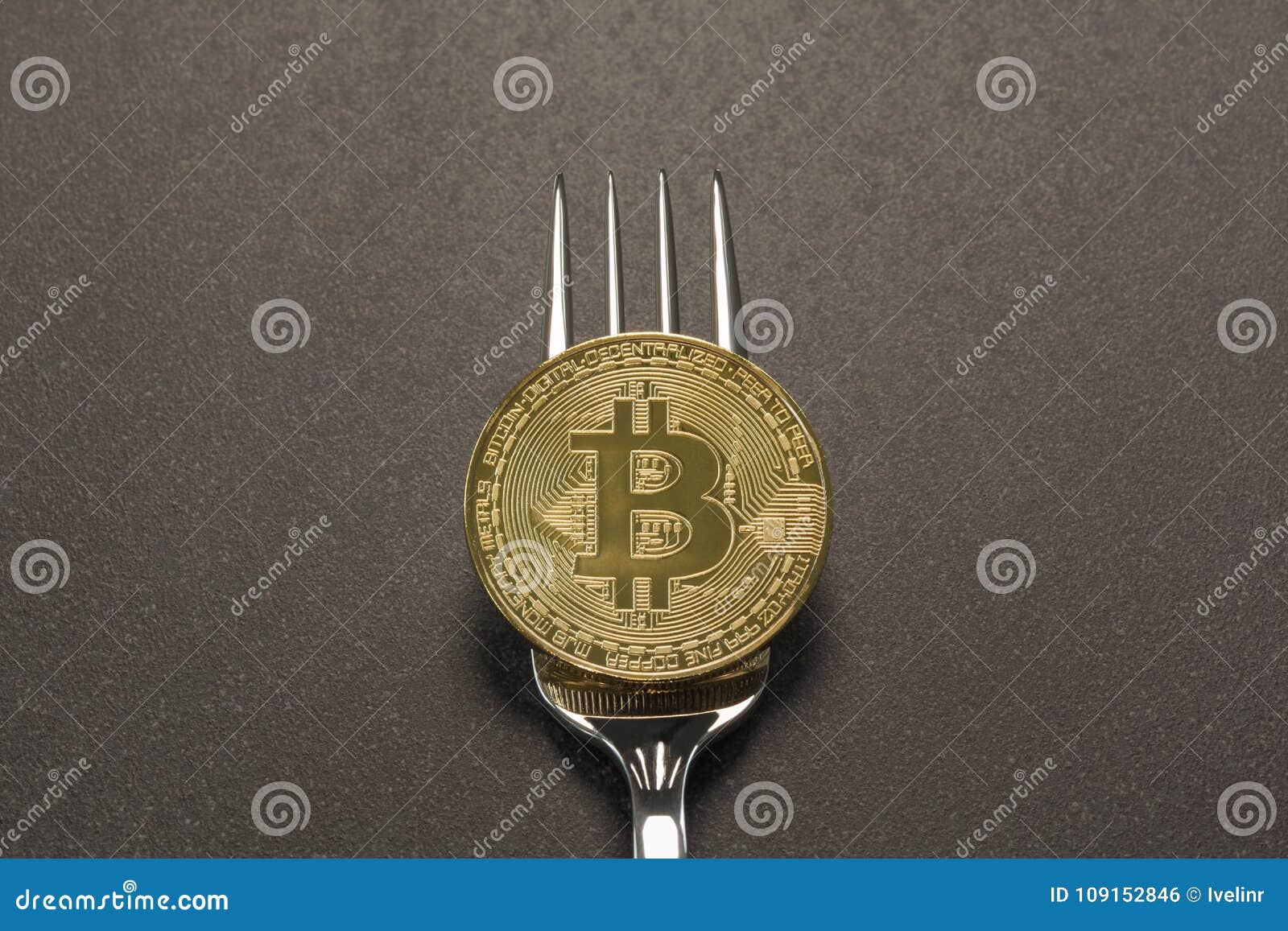 Bitcoin Fork Concept Dark Gray Background Stock Photo - Image of coin ...