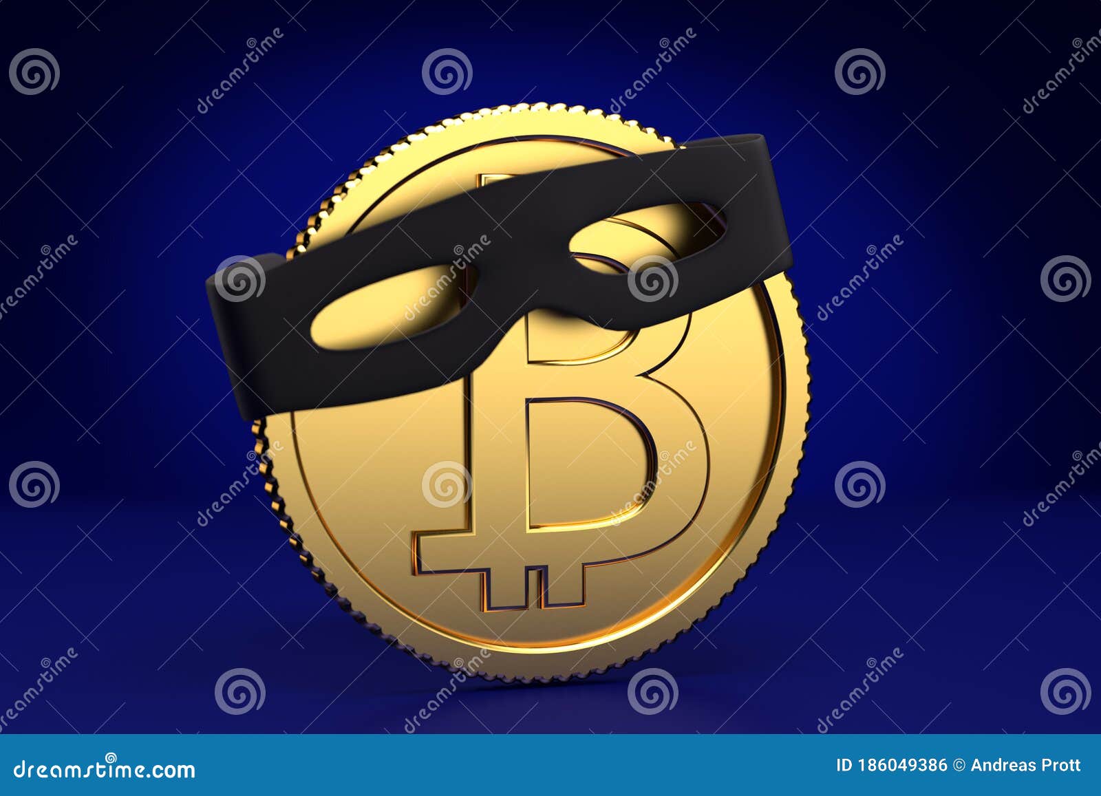 Bitcoin Fraud: a Bitcoin with a Thugs Mask. Conceptual Image Stock ...