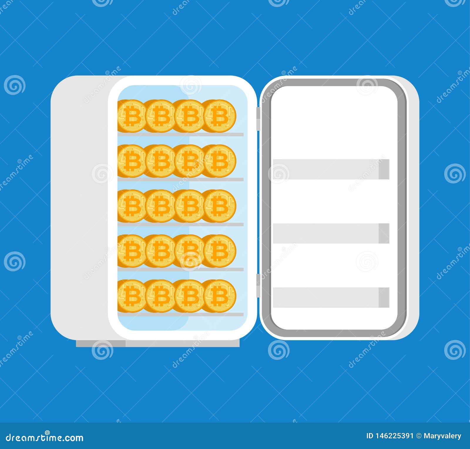 Bitcoin in Fridge. Cold Crypto Wallet. Cryptocurrency Storage Stock ...