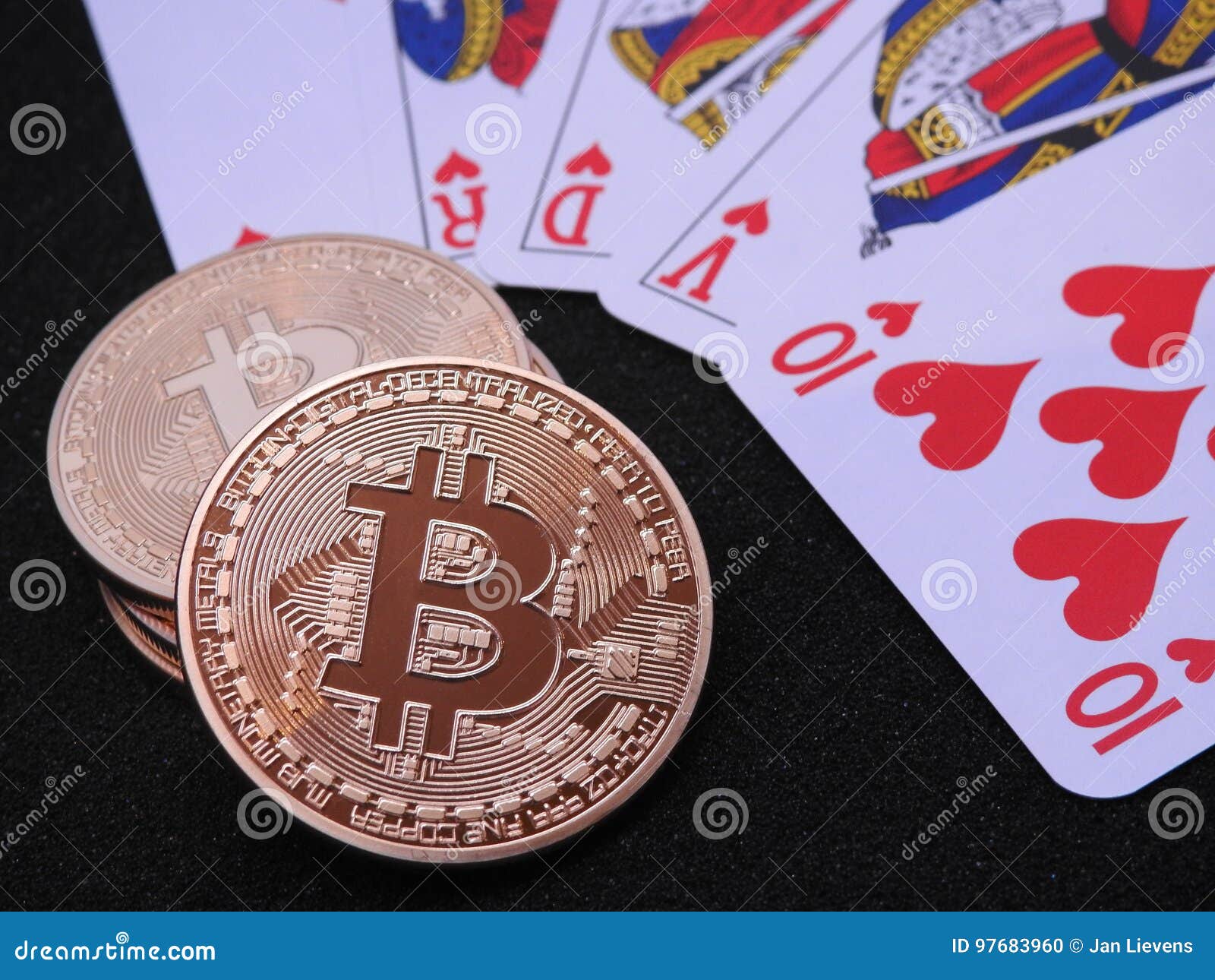 Bitcoin gamble stock photo. Image of four, deck, financial - 97683960