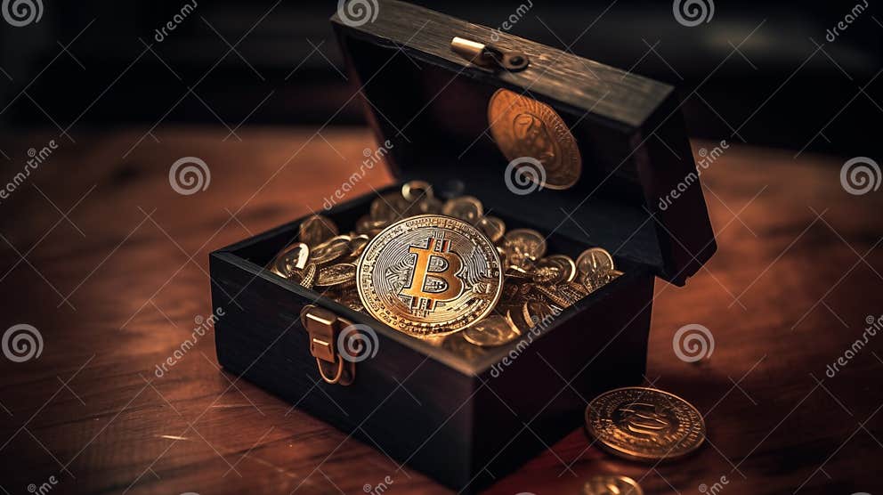 Bitcoin Gift, Bitcoin in the Box. Stock Illustration - Illustration of ...