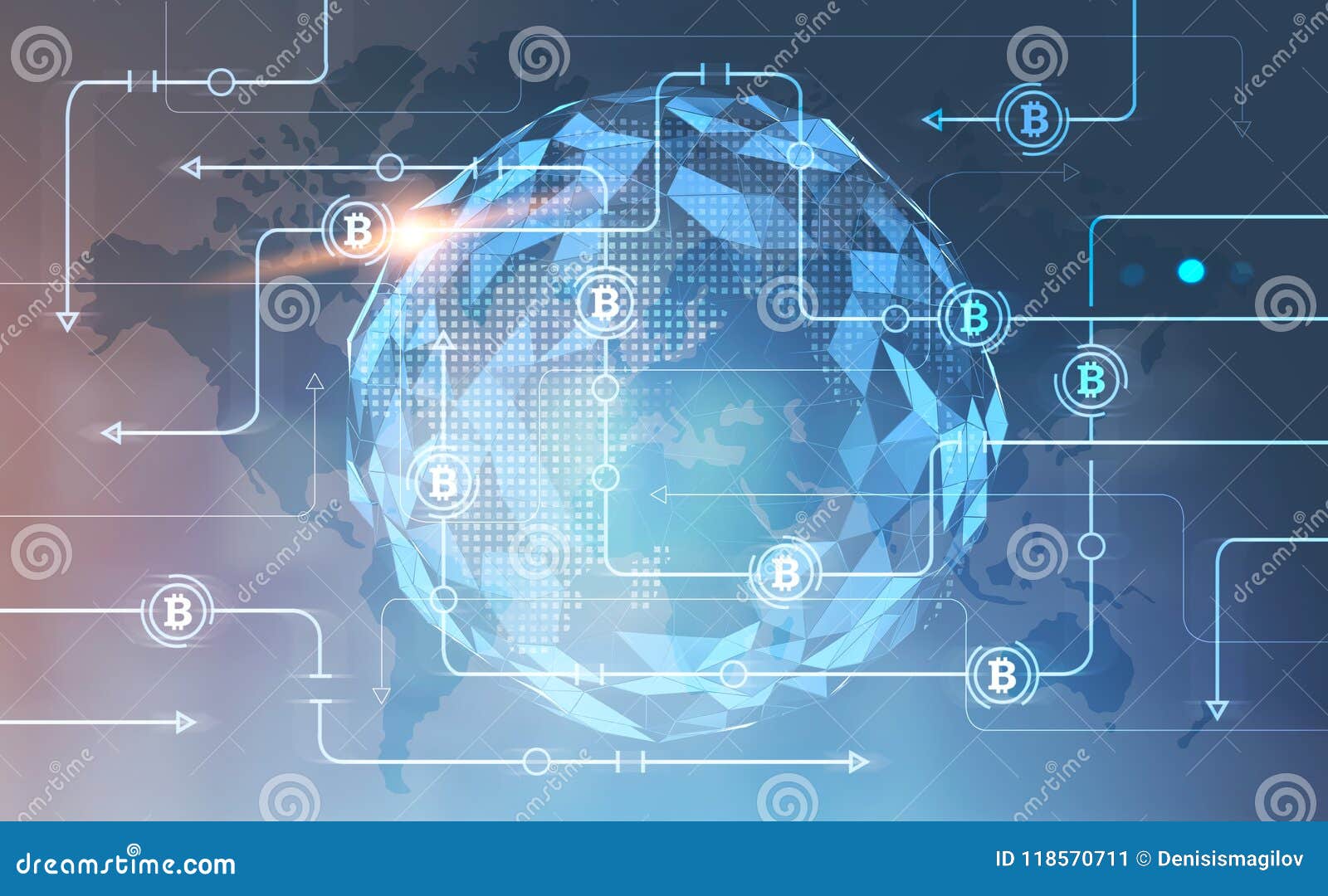 Bitcoin Global Network Interface, World Map Stock Illustration ...