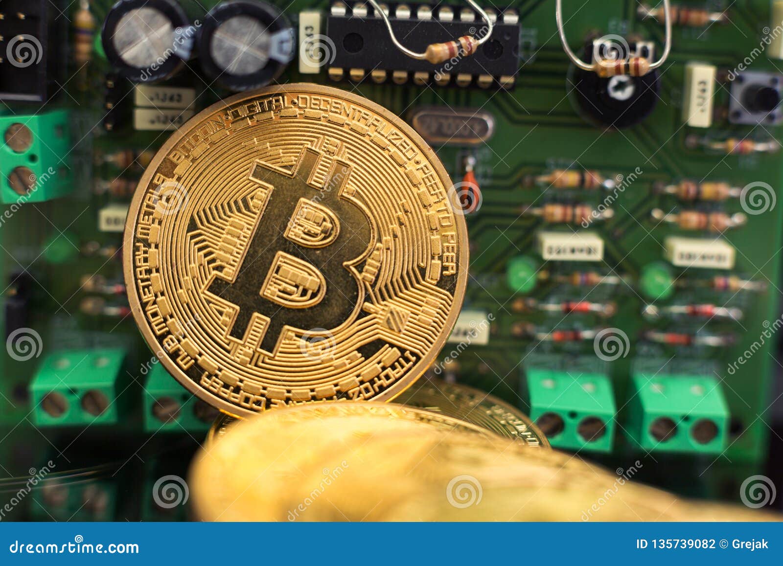 Bitcoin Coin on Circuit Board Stock Photo - Image of digital ...