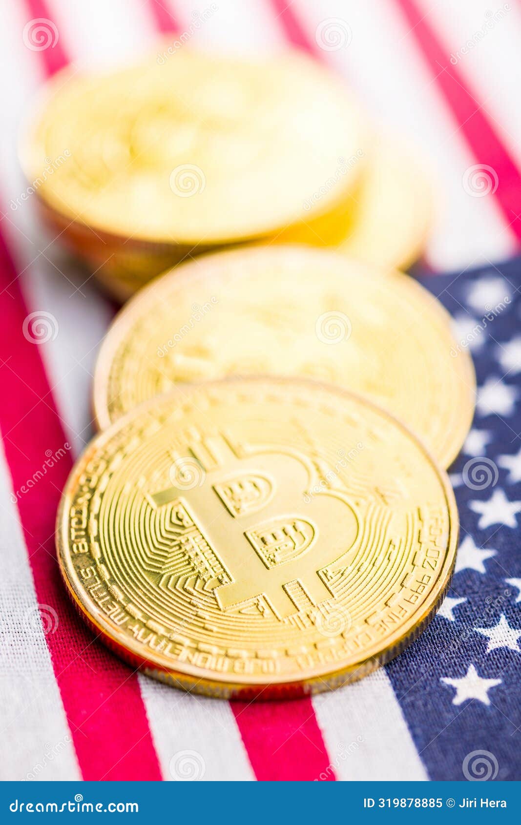 Bitcoin Gold Coin. Cryptocurrency on American Flag Stock Image - Image ...