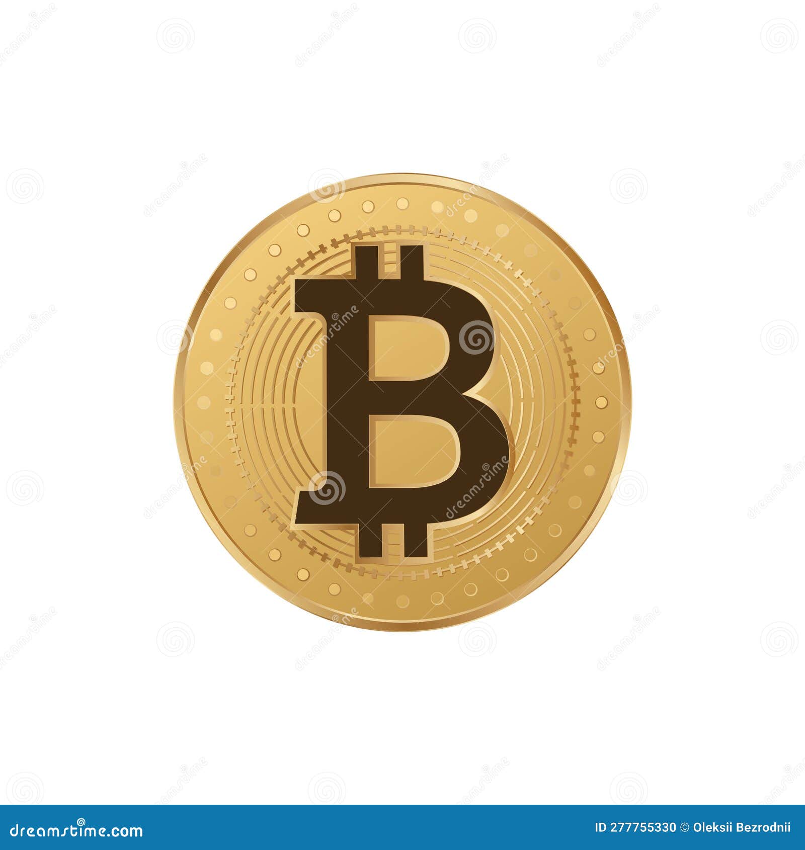 Bitcoin Golden Coin Btc Digital Currency Token Stock Vector