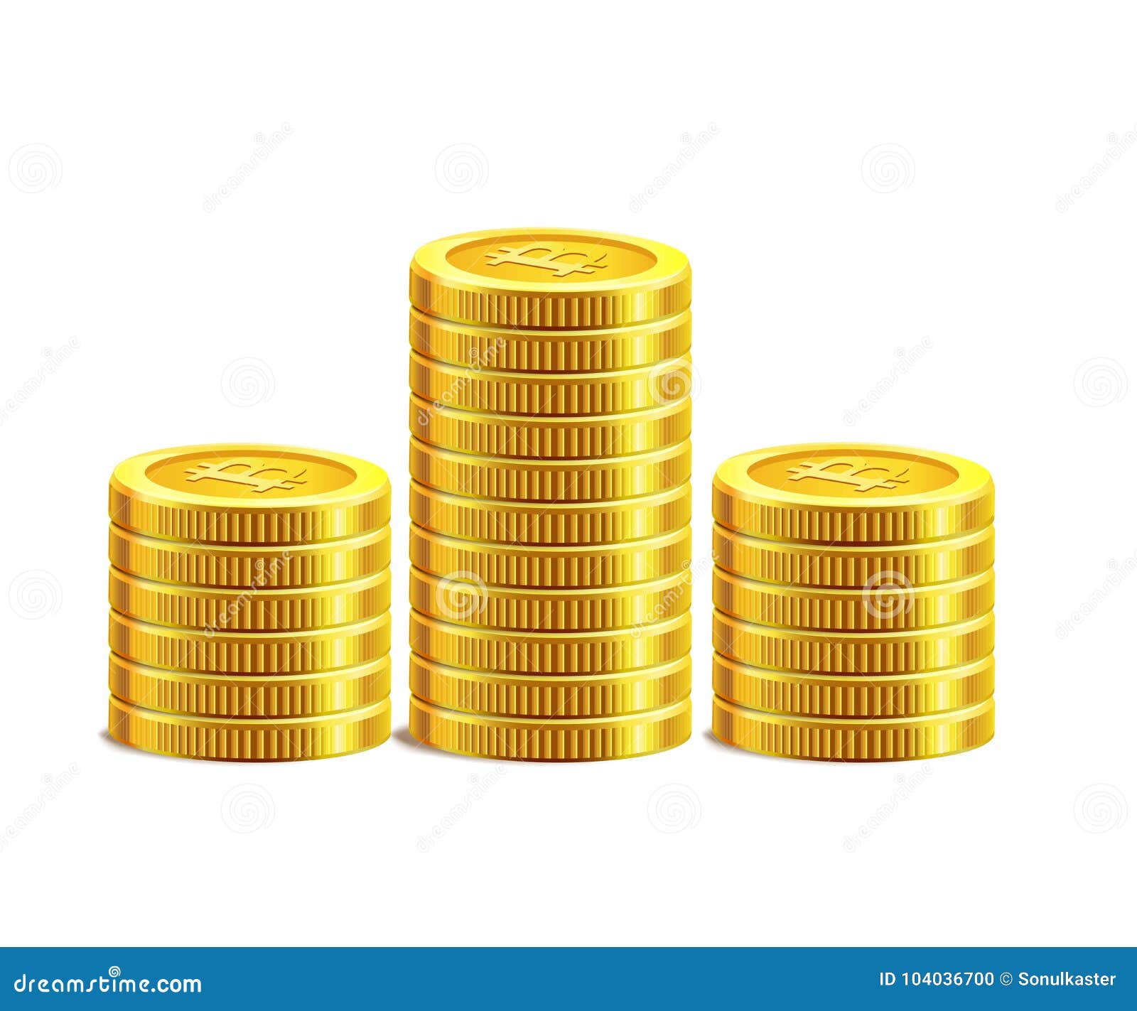 Bitcoin Golden Coins Pile Stack. Stock Vector - Illustration of digital ...