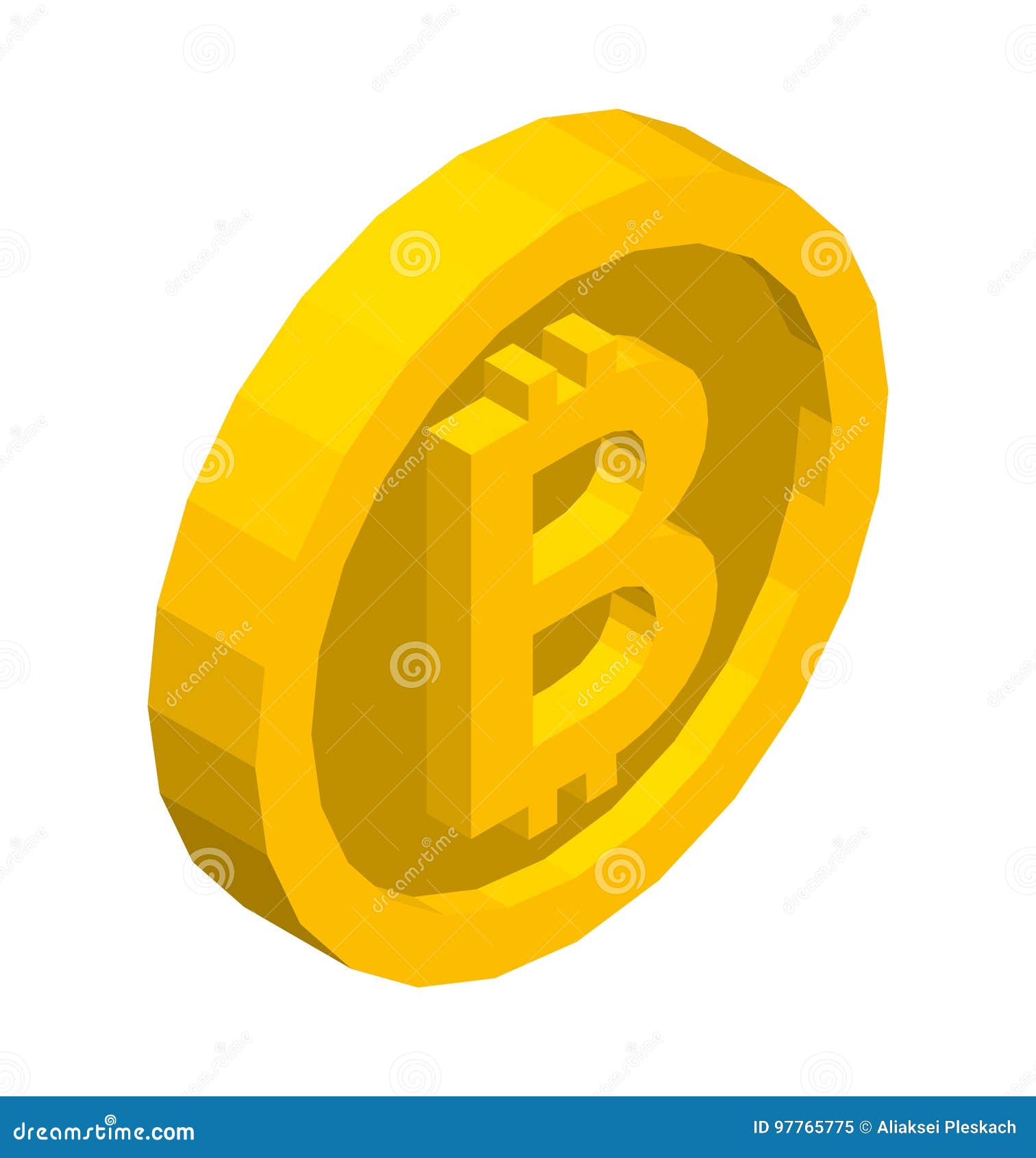 Bitcoin Golden Isometric Symbol. Vector Illustration 3d Stock Vector ...