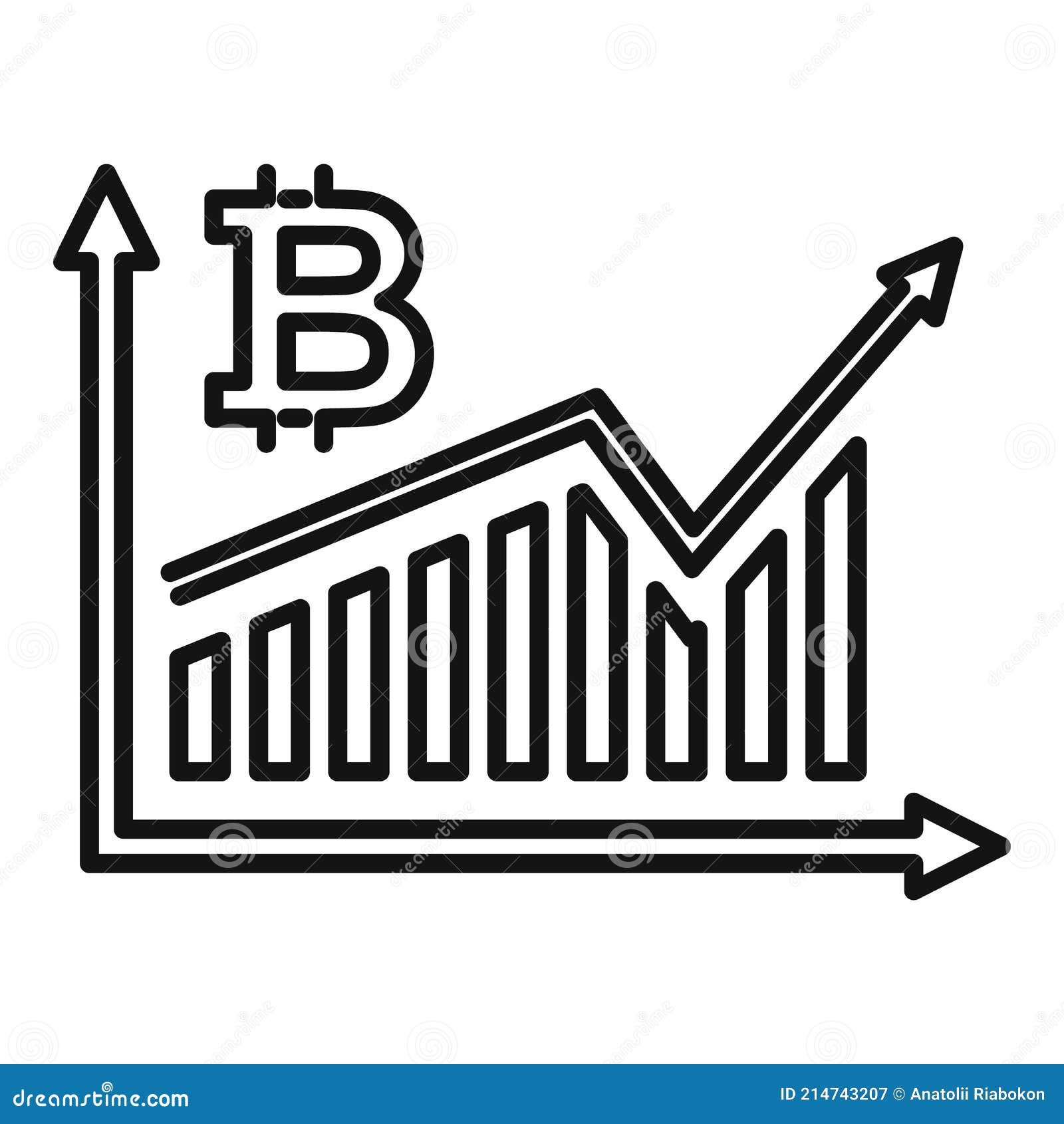 Bitcoin Graph Chart Icon, Outline Style Stock Vector - Illustration of ...