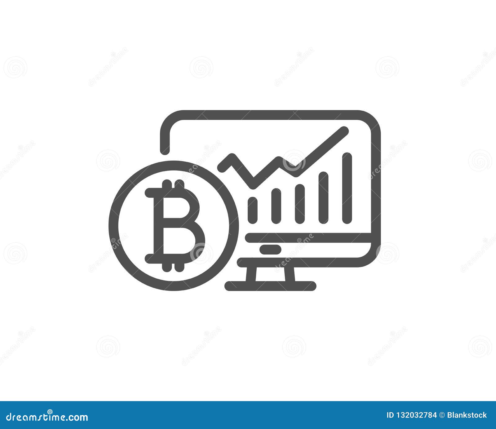 Bitcoin Graph Line Icon. Cryptocurrency Analytics Sign. Vector Stock ...