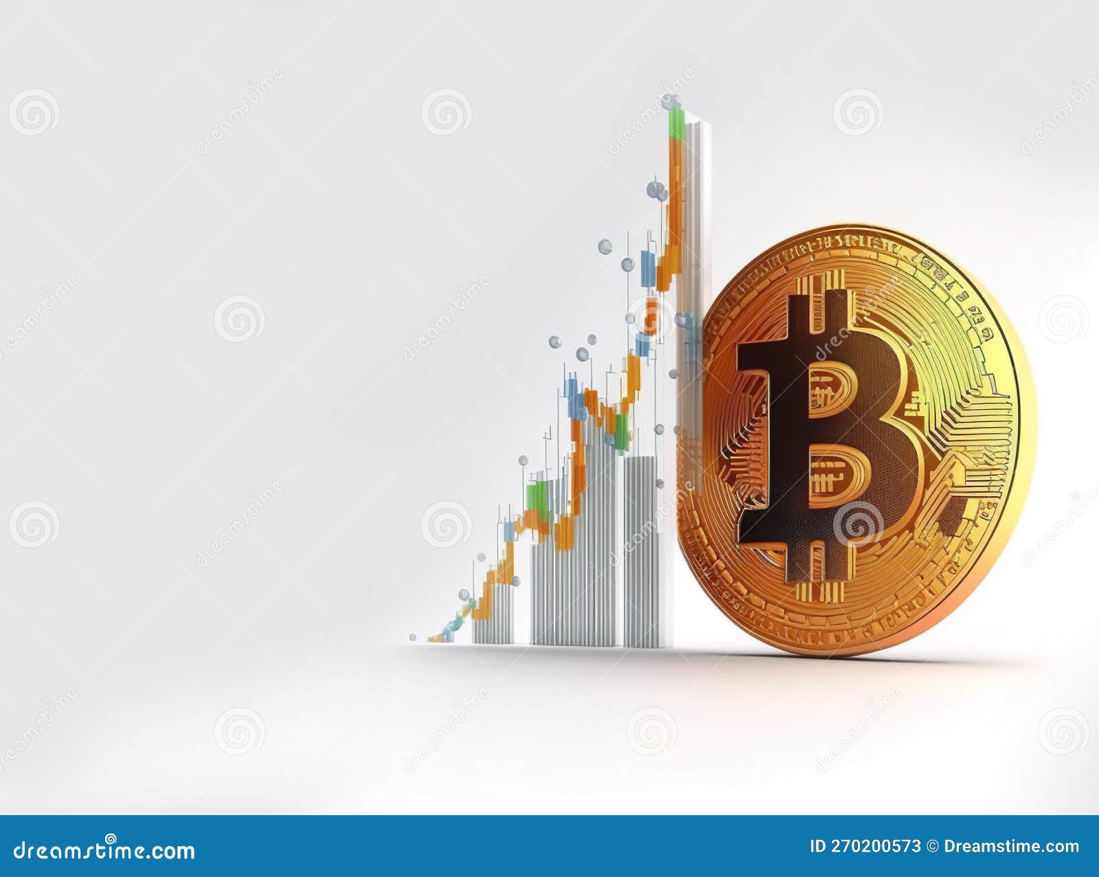 Bitcoin with a Graph on a White Background. Banner. Copy Space ...