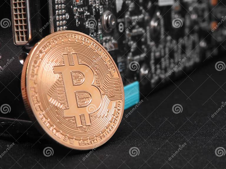 Bitcoin on Graphics Processing Unit or GPU Stock Photo - Image of ...