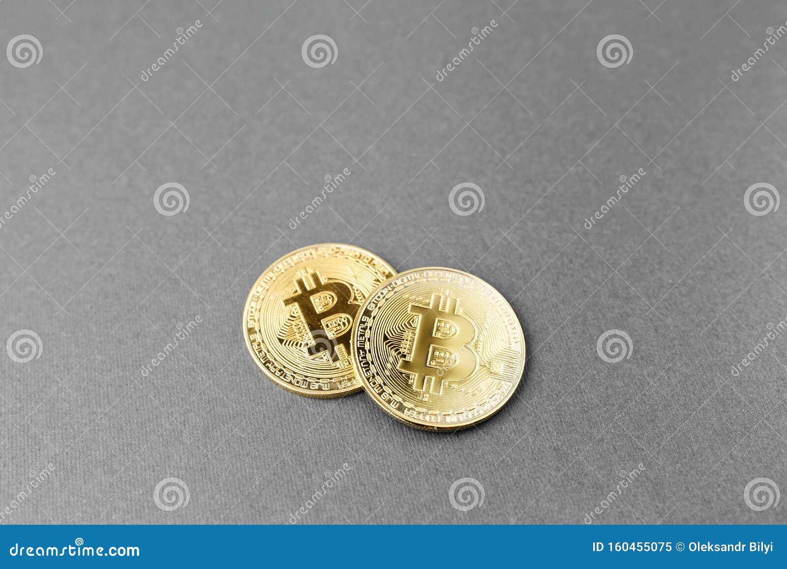 Bitcoin on a Gray Background, Coin Bitcoin on the Table Stock Image ...