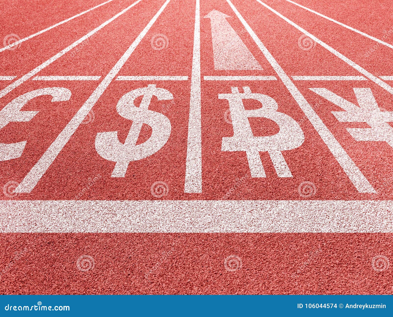 Bitcoin Growing Concept. Currencies Symbols on Running Trace Start ...