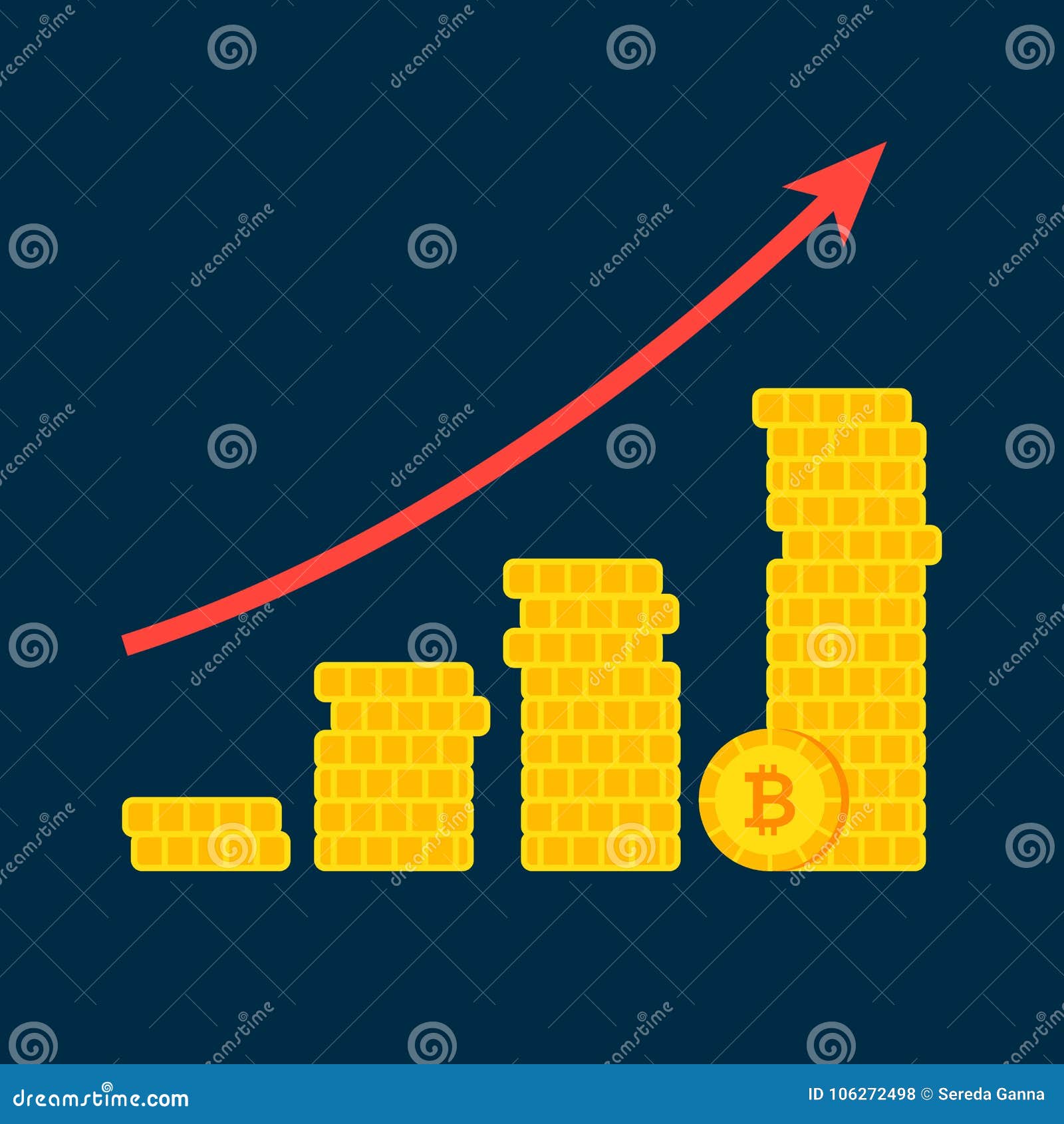Bitcoin Growth Graph Concept Stock Vector - Illustration of exchange ...