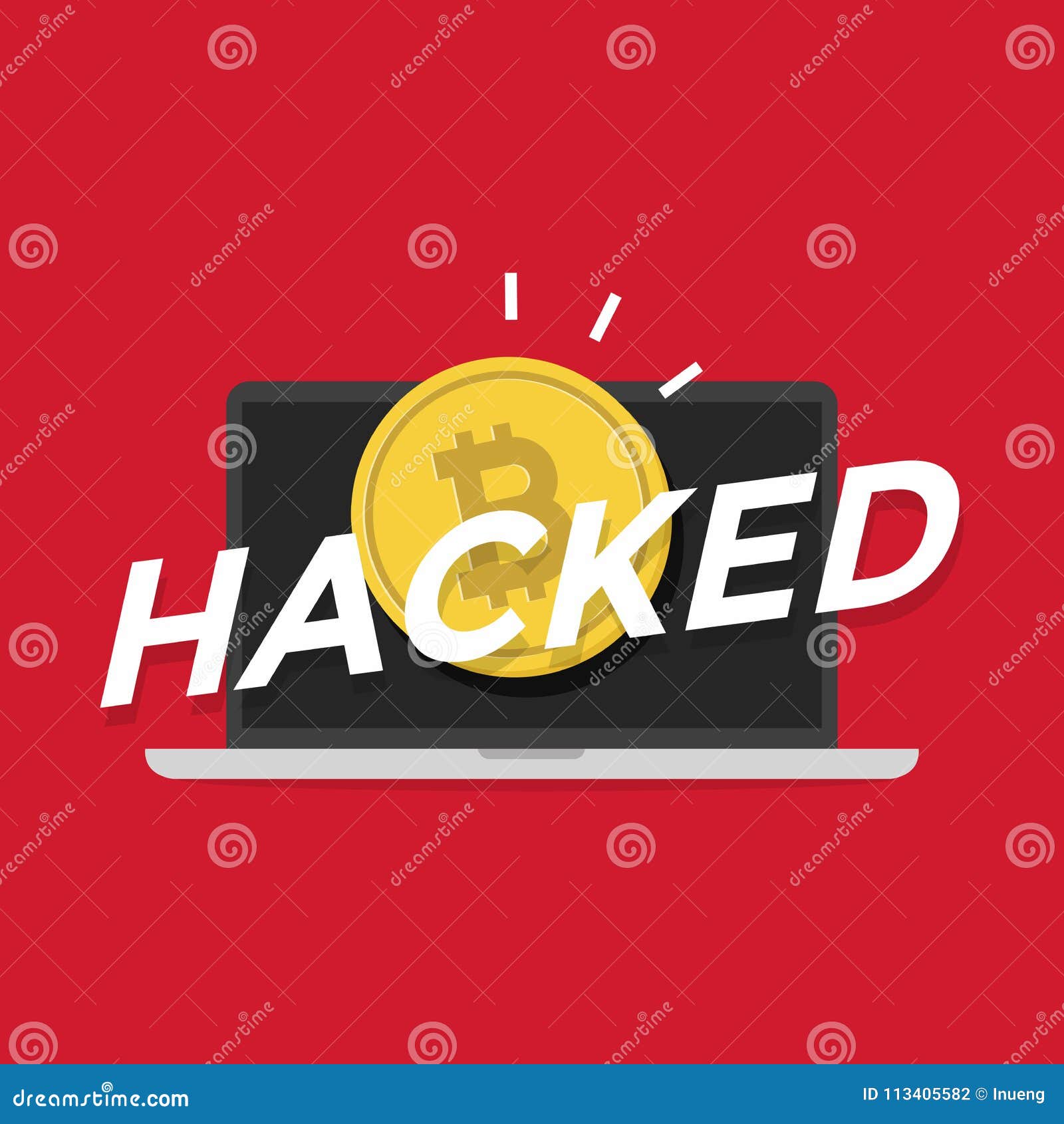 Bitcoin Hacked on Computer Screen. Stock Vector - Illustration of metal ...