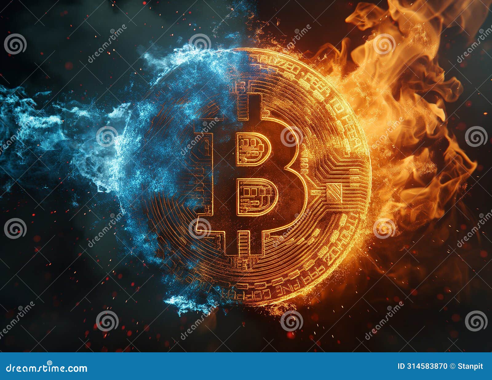 Bitcoin Halving Conceptual Illustration in Vector Style Stock ...