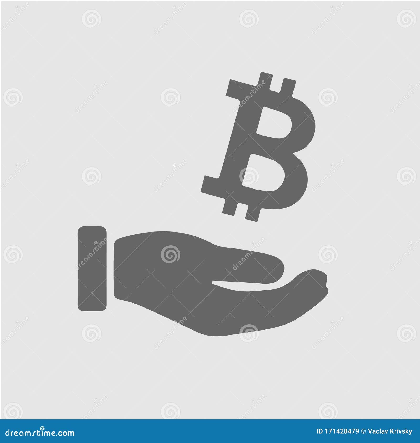 Bitcoin in hand icon. stock vector. Illustration of icon - 171428479