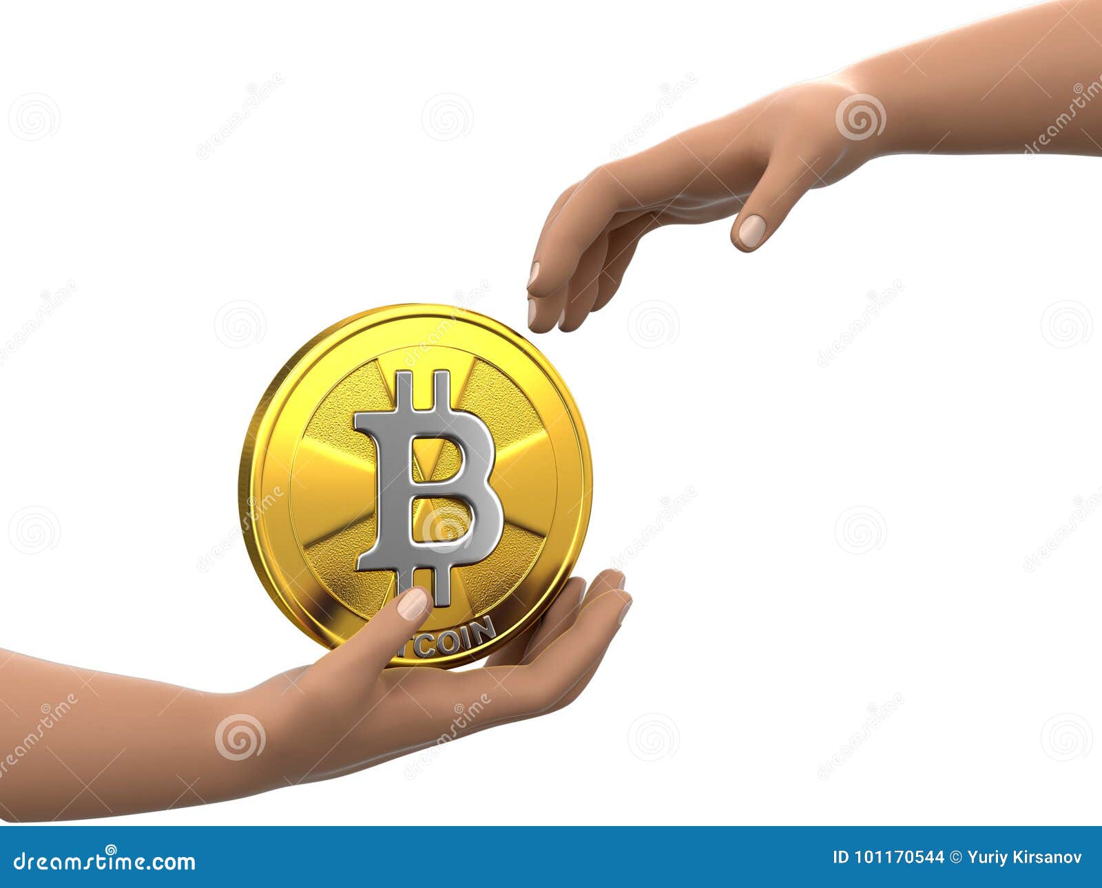 Bitcoin in hands stock illustration. Illustration of isolated - 101170544