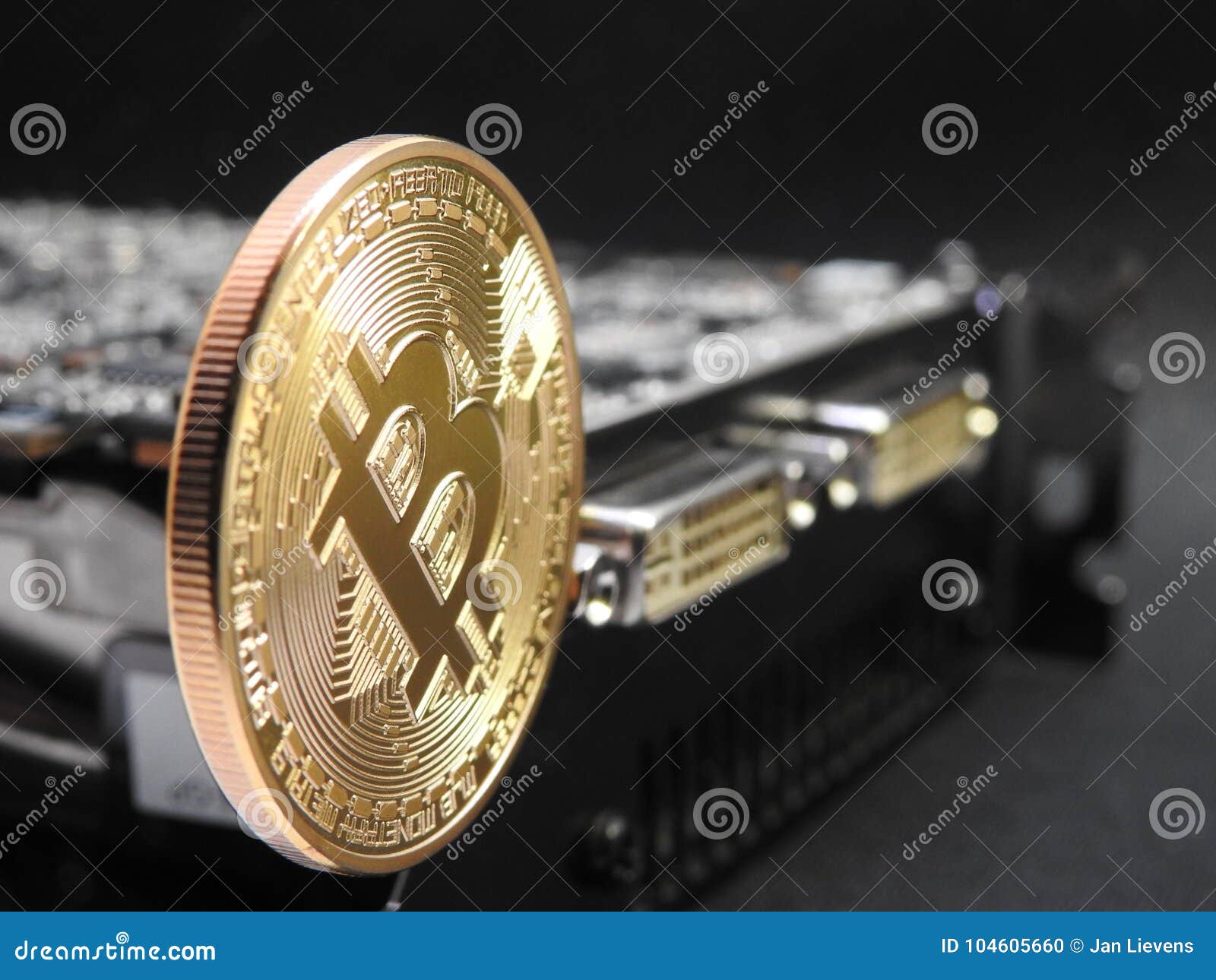 Bitcoin Hanging on Top of Graphics Processing Unit or GPU Stock Photo ...