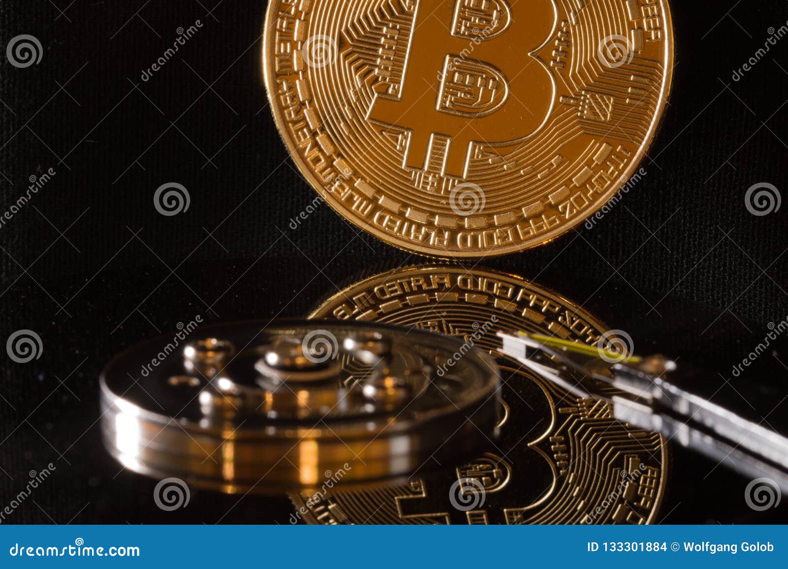 Bitcoin on hard disk stock photo. Image of bitcoin, digital - 133301884