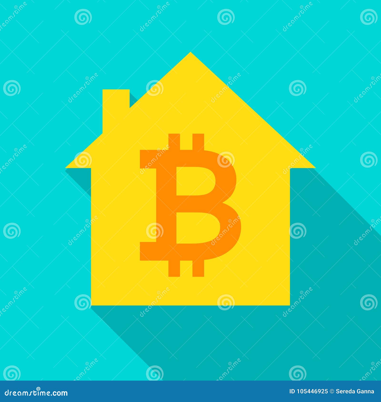 Bitcoin House Flat Icon stock vector. Illustration of building - 105446925