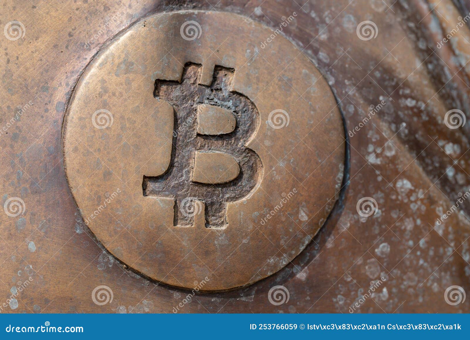Bitcoin Icon on a Bronze Statue Editorial Stock Image - Image of ...