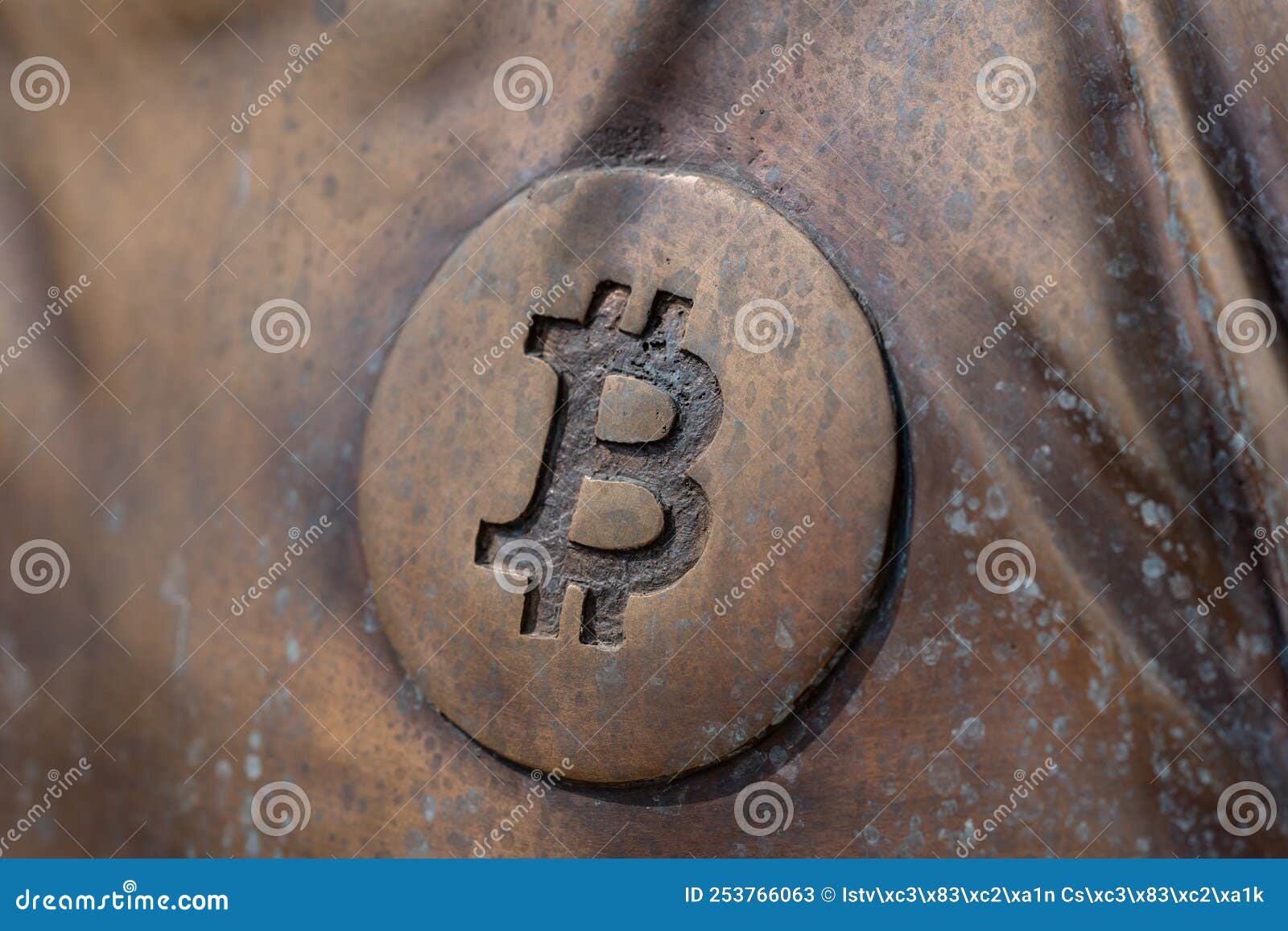 Bitcoin Icon on a Bronze Statue Editorial Stock Photo - Image of ...