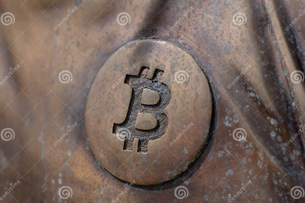 Bitcoin Icon on a Bronze Statue Editorial Stock Photo - Image of ...