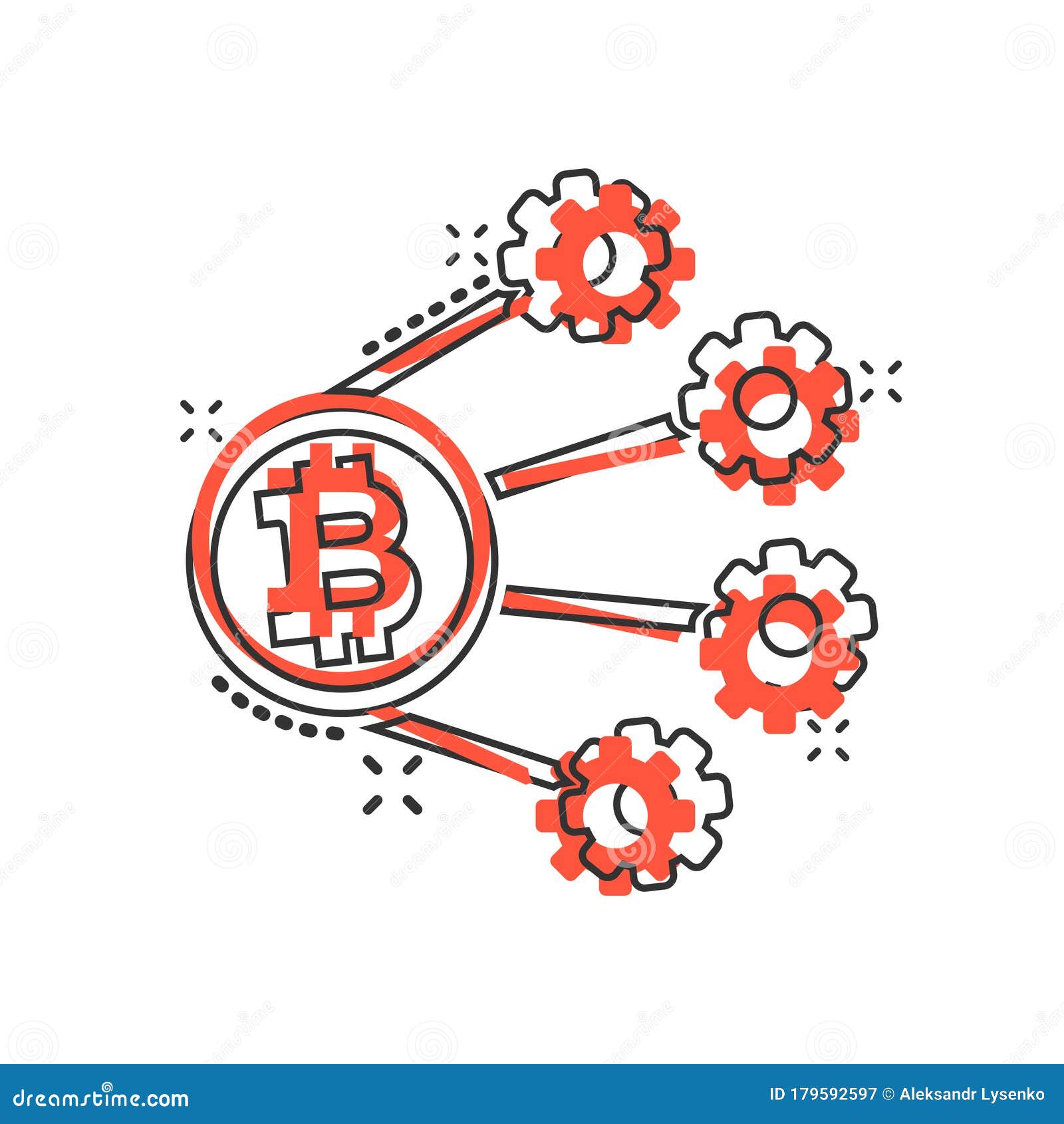 Bitcoin Icon in Comic Style. Blockchain Cartoon Vector Illustration on ...