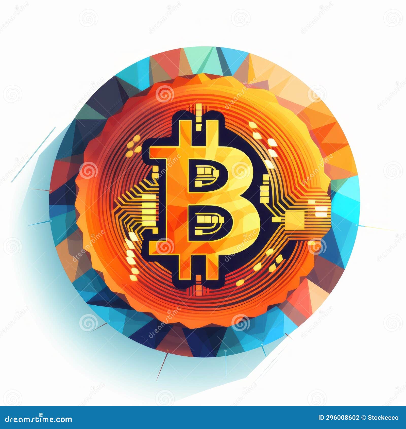 Colorful Geometric Bitcoin Icon Vector Illustration Stock Illustration ...