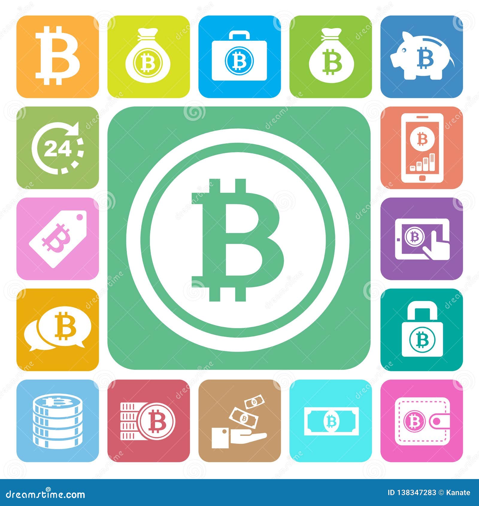 Bitcoin icons set stock vector. Illustration of loan - 138347283