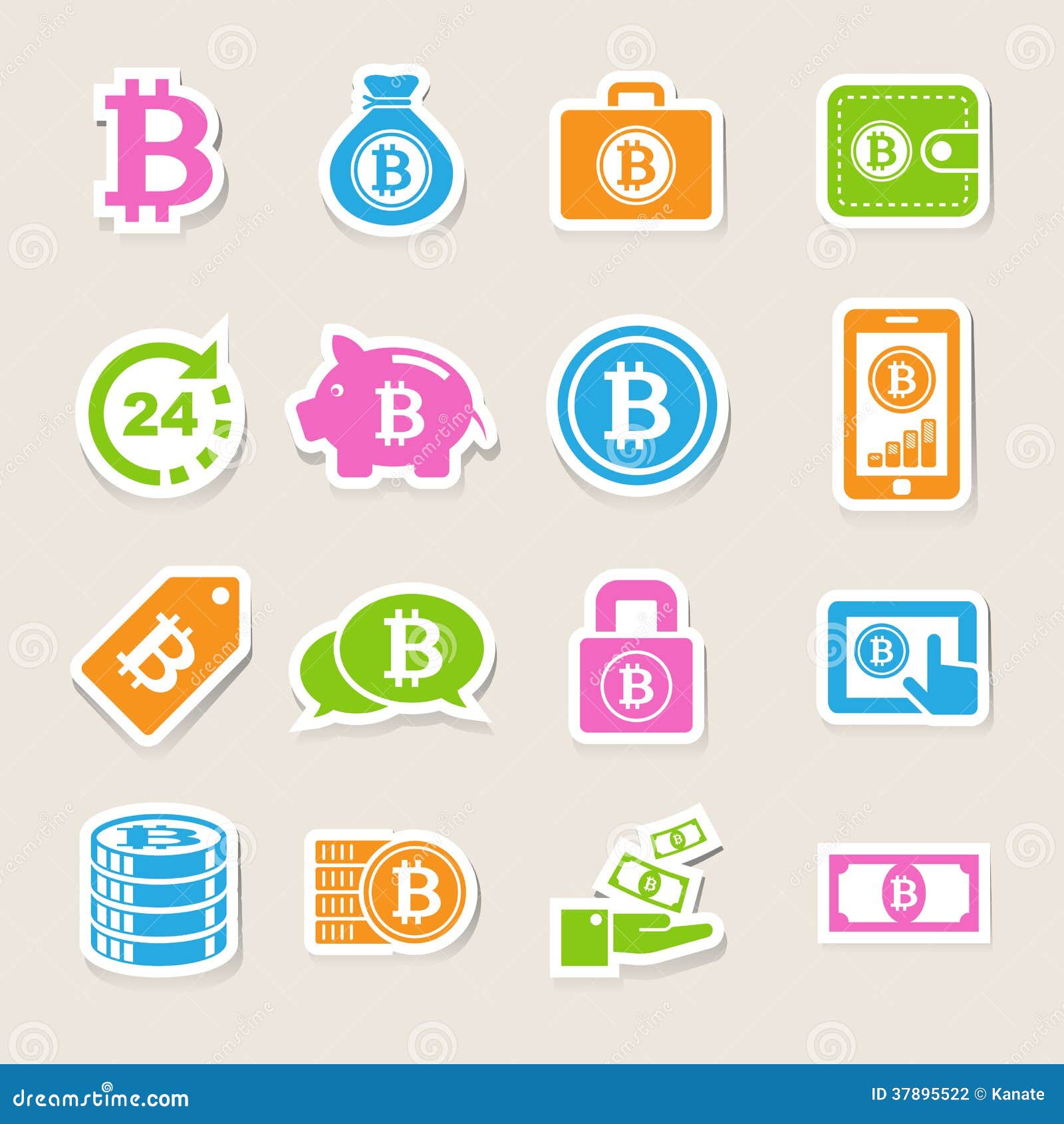 Bitcoin icons set stock vector. Illustration of graph - 37895522