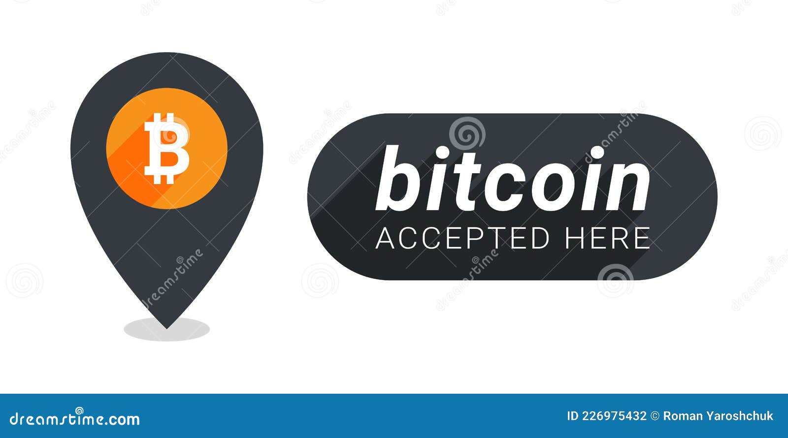 Bitcoin Icons. Sticker or Badge Bitcoin Accepted. Pay with Bitcoin ...