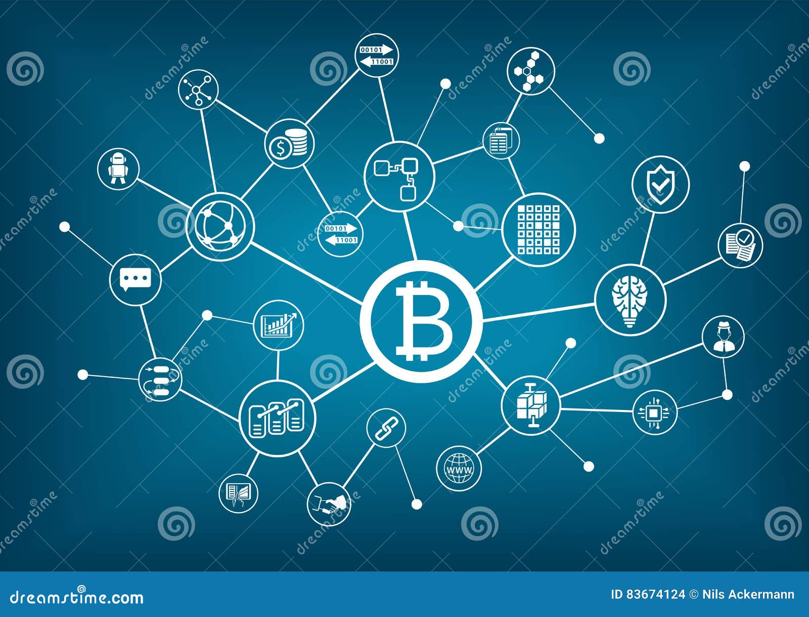 Bitcoin Illustration with Dark Blue Background Stock Vector ...