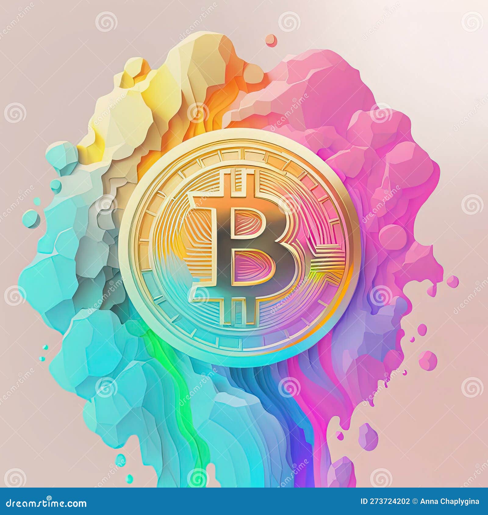 Abstract Bitcoin Illustration in Pastel Colors. Generaive AI Stock ...