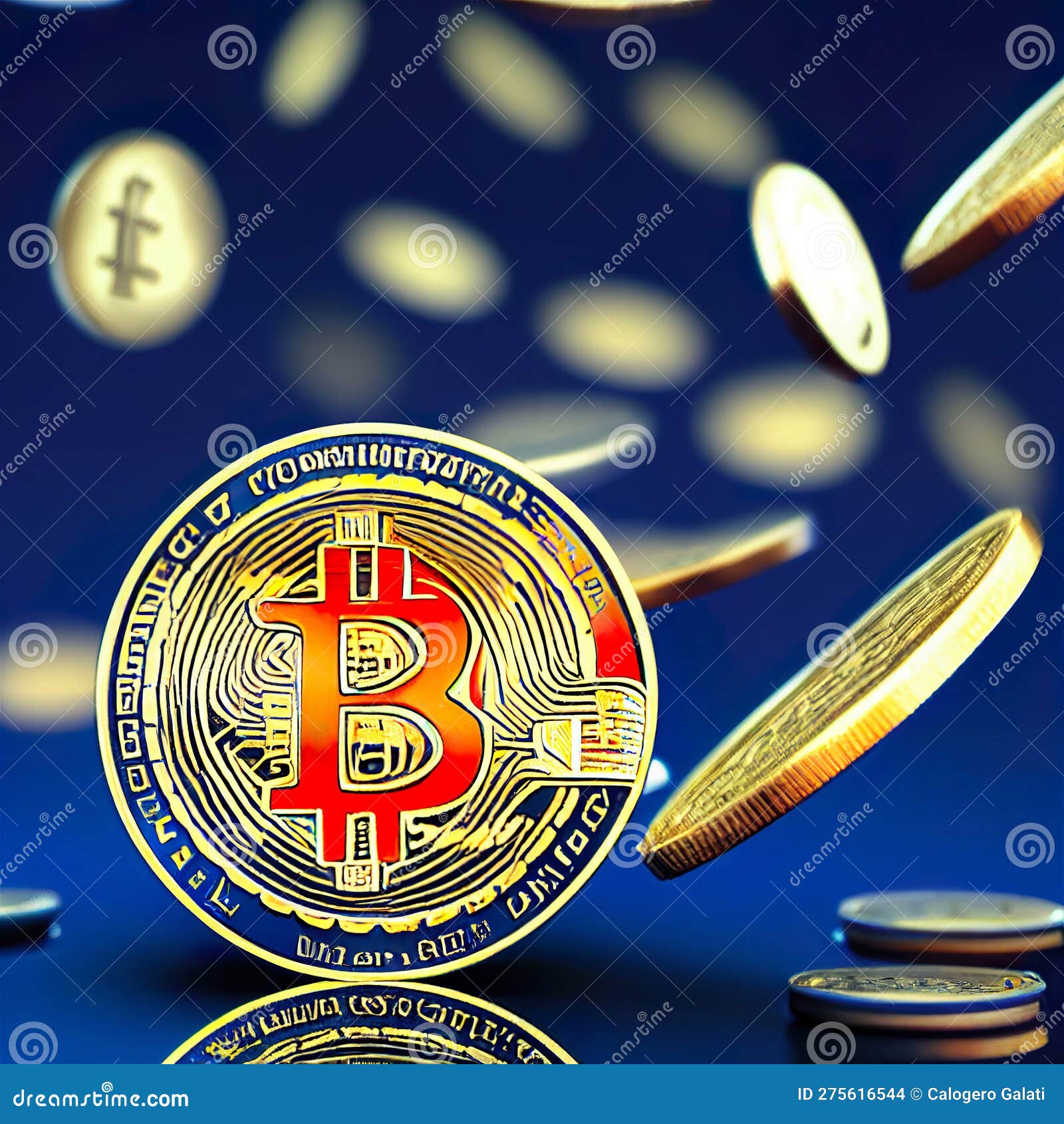 Bitcoin Illustration, Rain of Money Scene, Ai Generated Image Stock ...