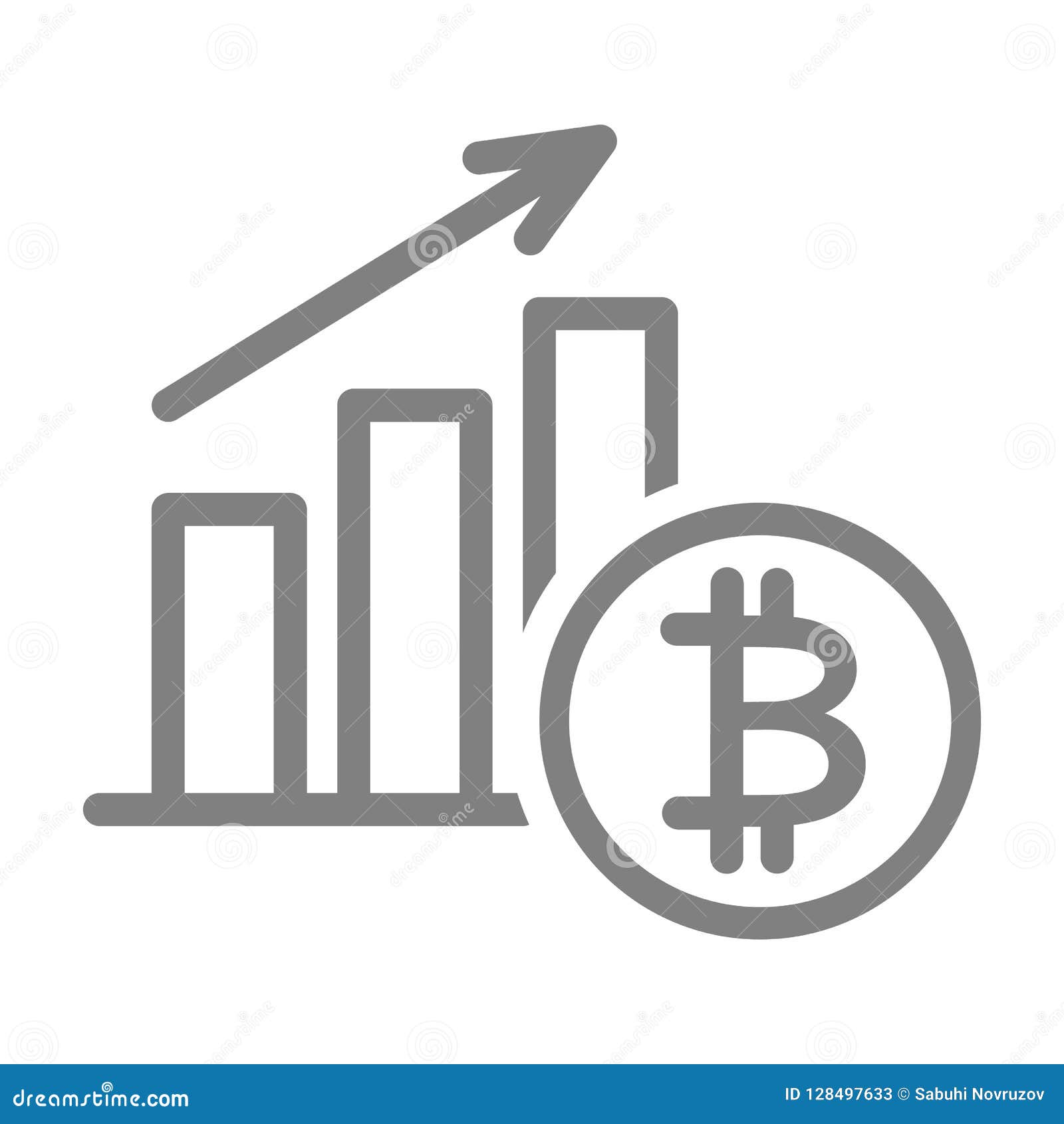 Bitcoin Increase Line Icon. Cryptocurrency Growth Vector Illustration Isolated on White Stock ...