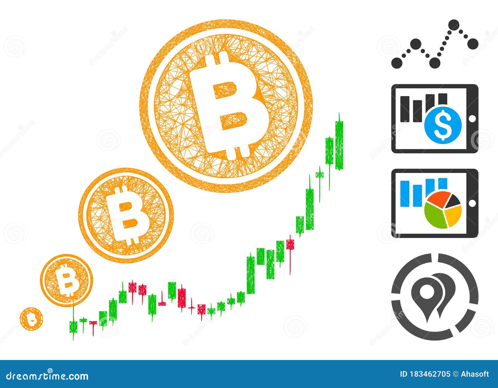 Bitcoin Inflation Chart Web Vector Mesh Illustration Stock Illustration ...