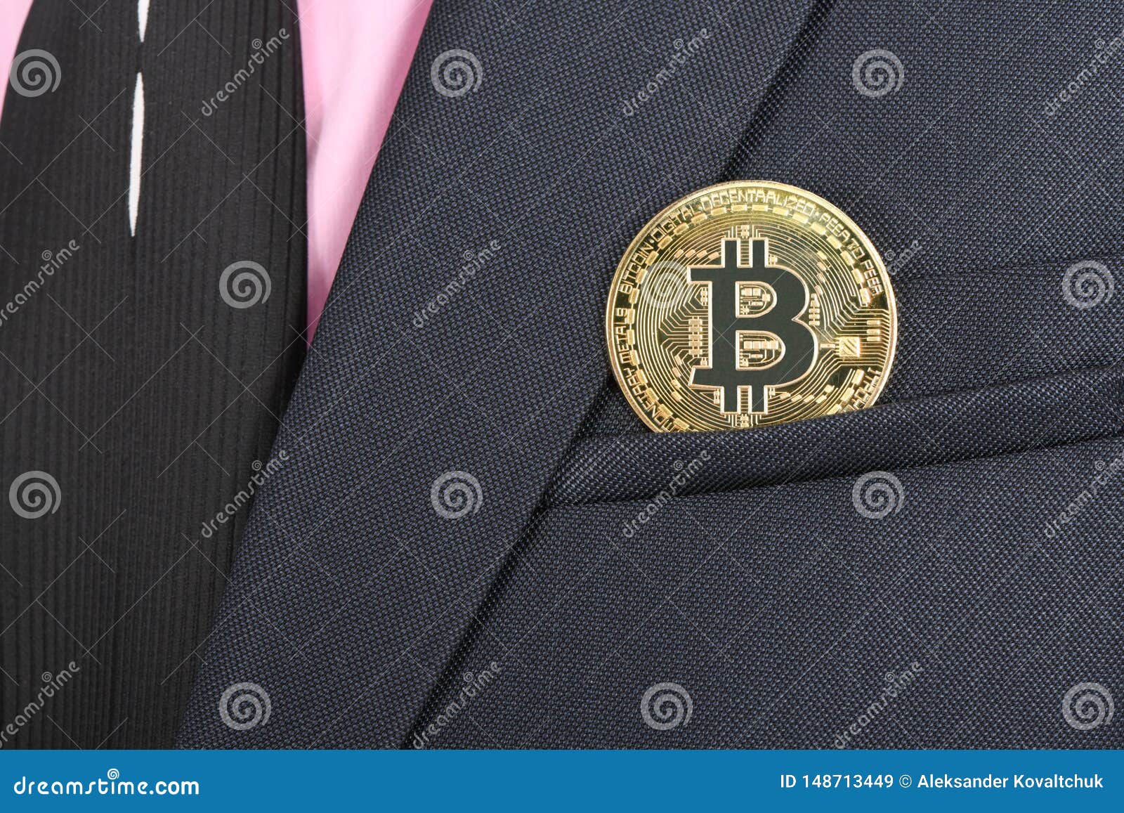 Bitcoin in jacket pocket stock image. Image of concept - 148713449