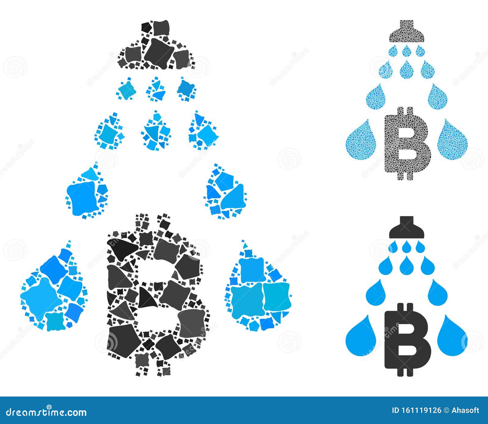 Bitcoin Laundering Shower Composition Icon of Inequal Pieces Stock ...