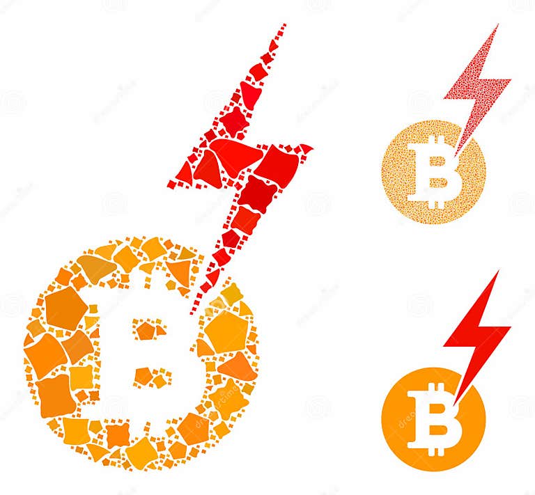 Bitcoin Lightning Strike Composition Icon of Ragged Pieces Stock Vector ...