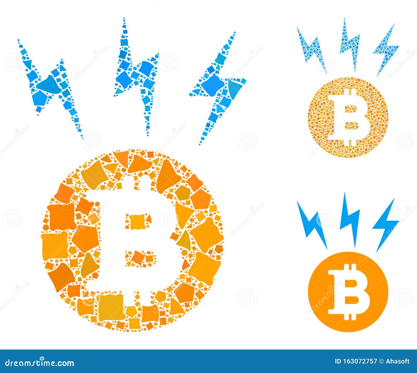 Bitcoin Lightnings Mosaic Icon of Rugged Elements Stock Illustration ...