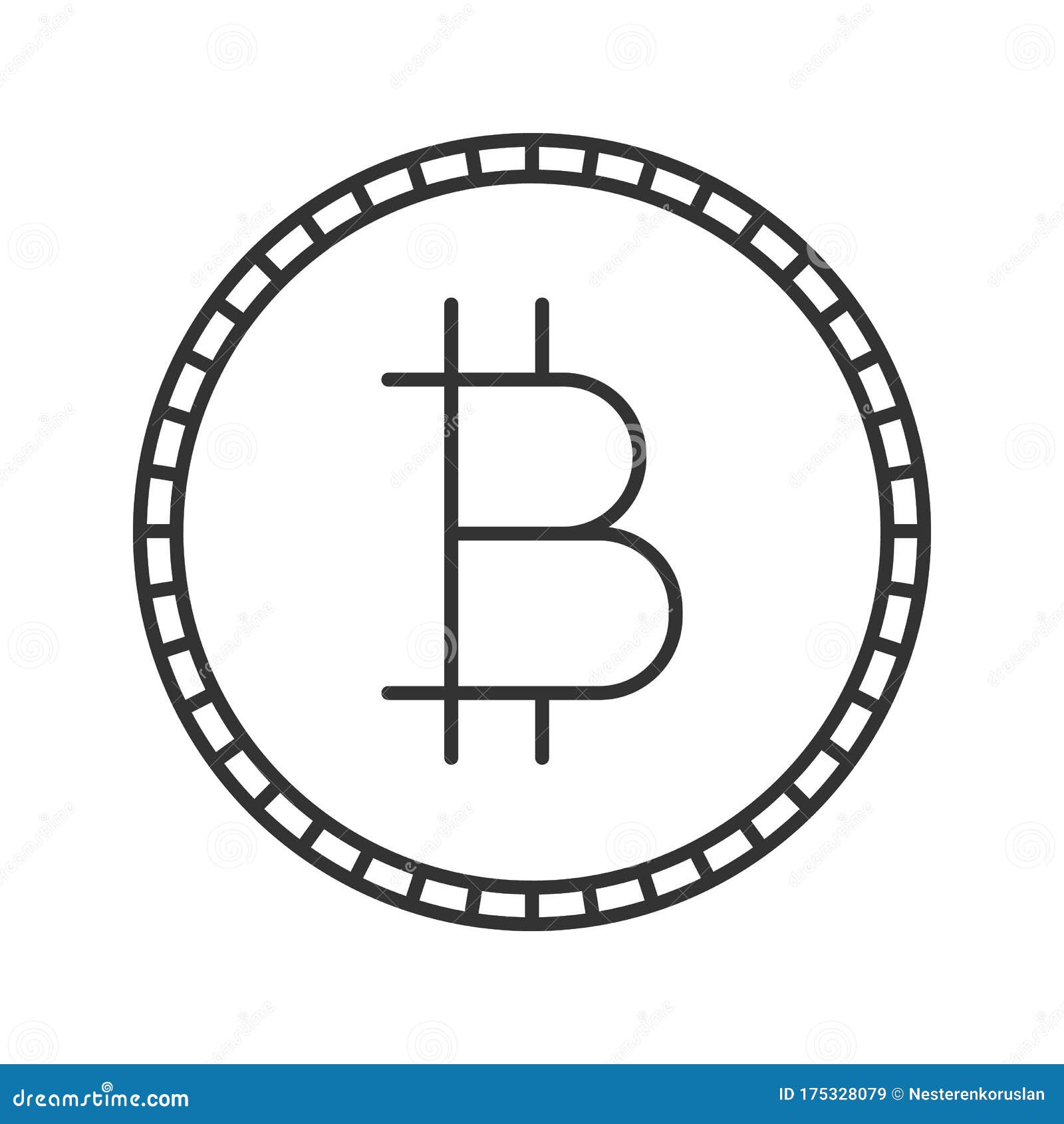 Bitcoin linear icon stock vector. Illustration of drawing - 175328079