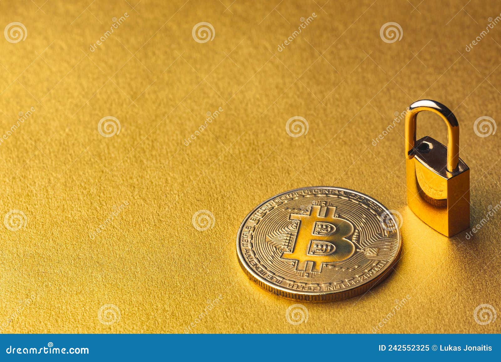 Unlock Bitcoin, Background with Bitcoin and Lock Stock Image - Image of ...