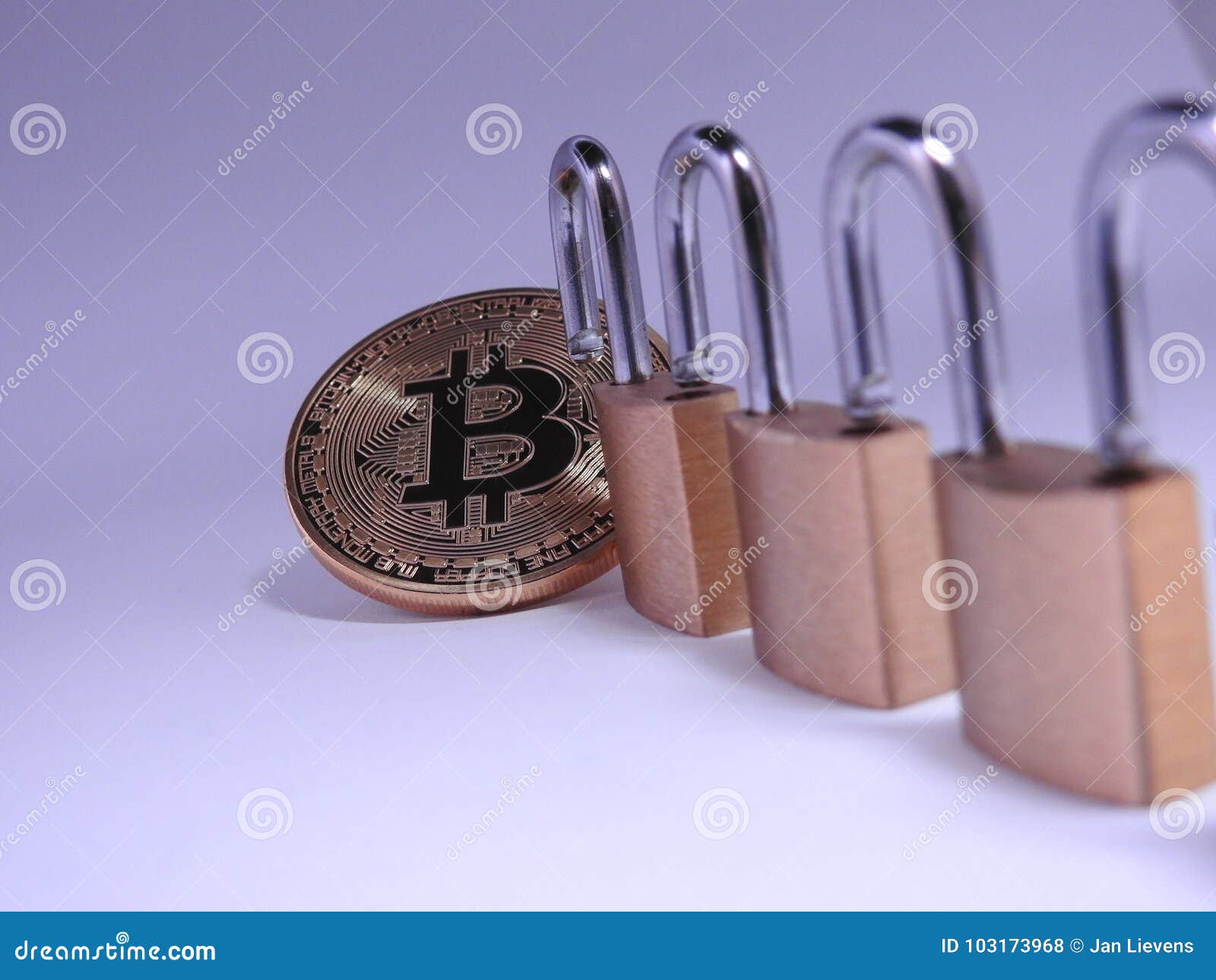 Bitcoin and lockchain stock photo. Image of internet - 103173968