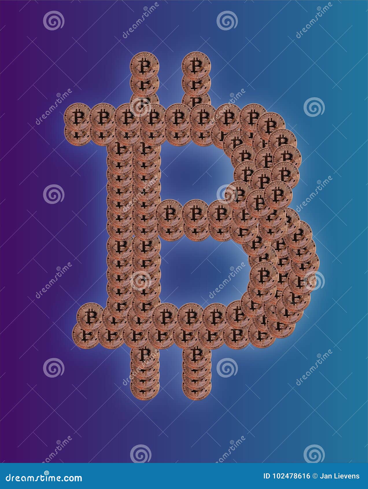 Bitcoin logo in Bitcoins stock illustration. Illustration of currency ...