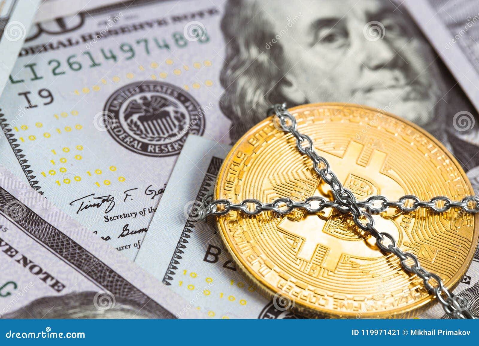 Bitcoin Logo with Chain and Dollars Stock Image - Image of conceptual ...